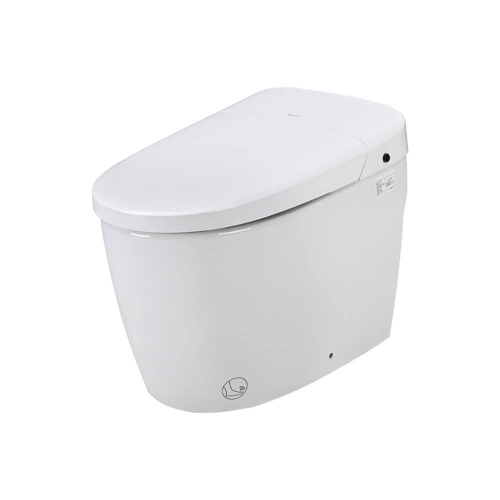 WELLFOR Elongated Smart Bidet Toilet 1.28 GPF in White with Soft Close ...