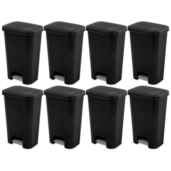 Sterilite 11.9 Gal. Black Rectangle Plastic Step On Trash Kitchen ...