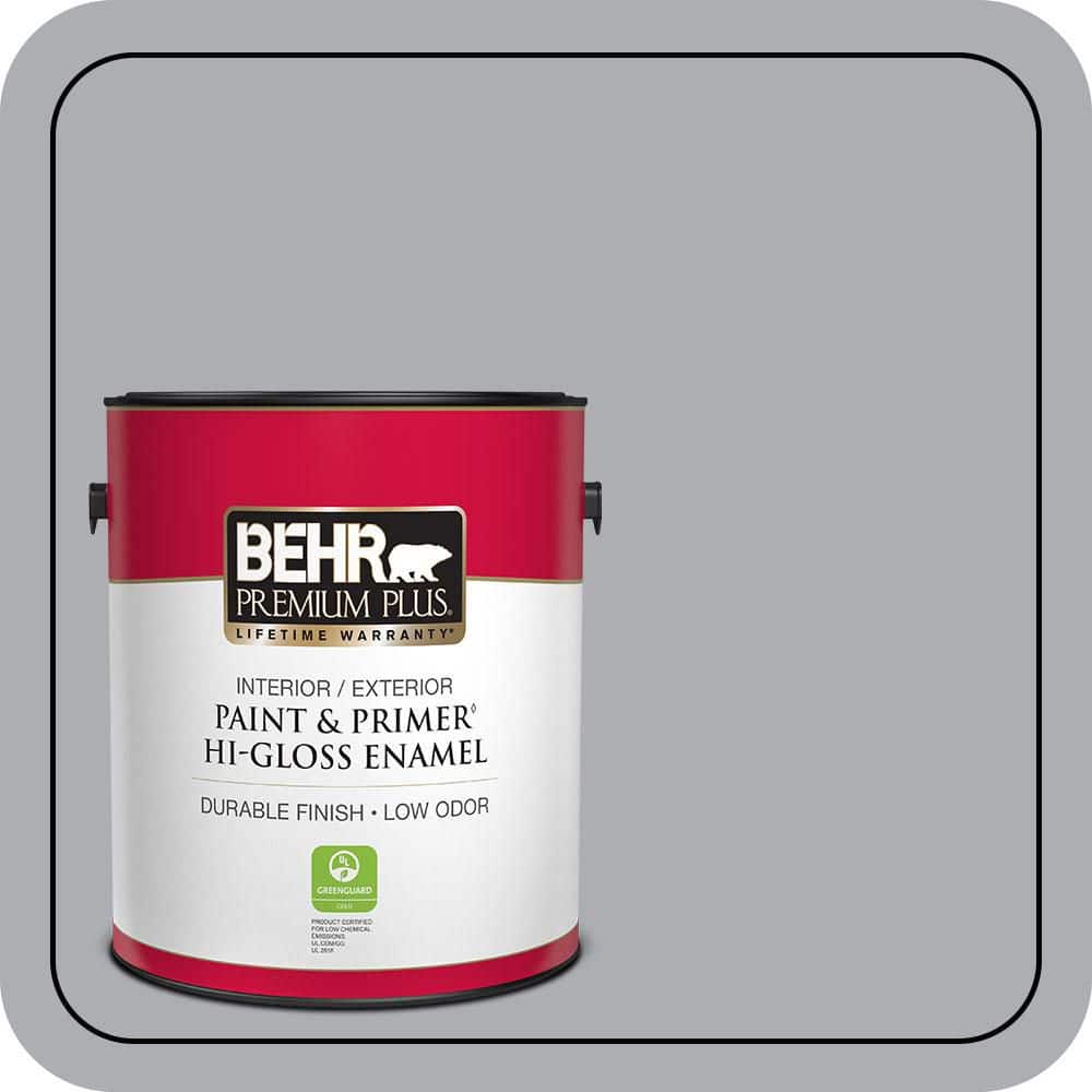 BEHR PREMIUM PLUS 1 gal. #760E-3 Gray Timber Wolf Hi-Gloss Enamel ...
