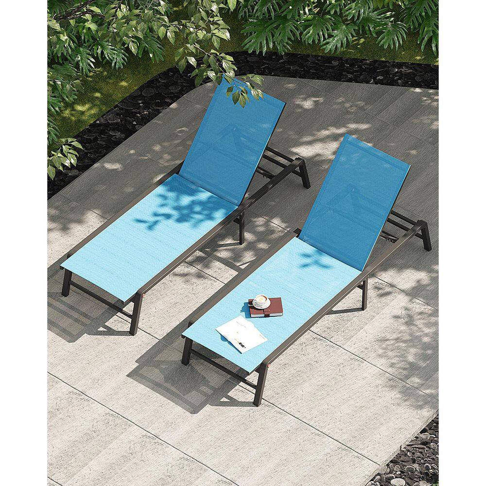 FHVIT Outdoor Patio Chaise Lounge Aluminum Folding Pool Lounge Chair ...