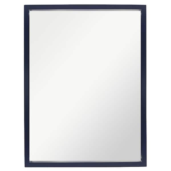 MIRRORIZE 18 in. W x 24 in. H Rectangle Navy Blue Wooden Mirror IMP8857 ...