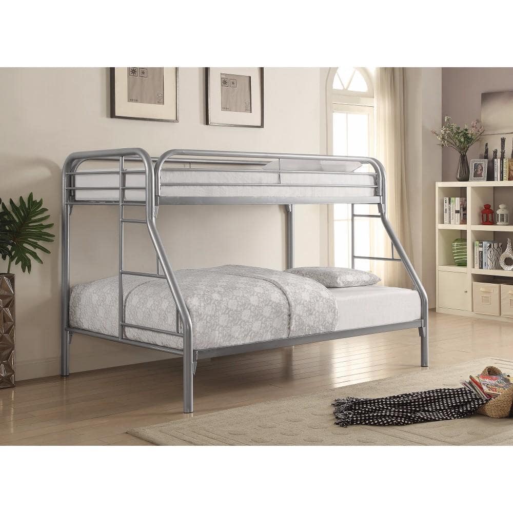 Benjara Silver Full Adjustable Bunk Bed with Ladders BM158113 - The ...