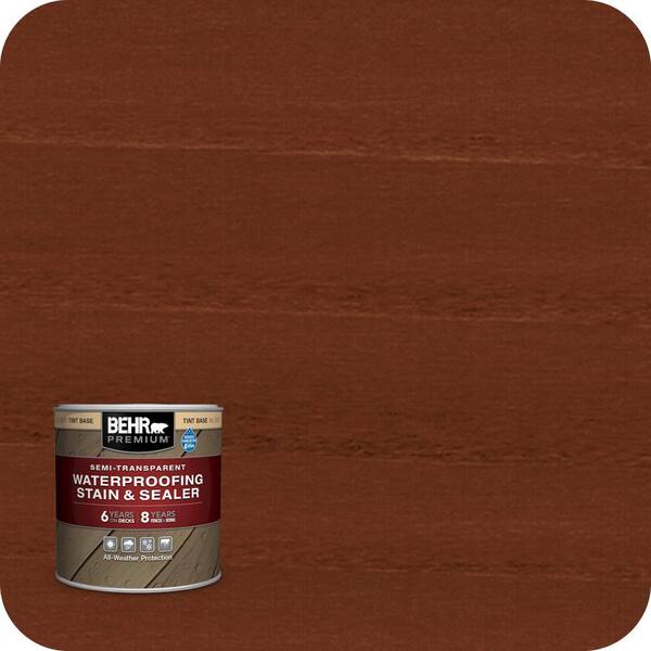 BEHR PREMIUM 8 oz. #ST-112 Barn Red Semi-Transparent Waterproofing ...