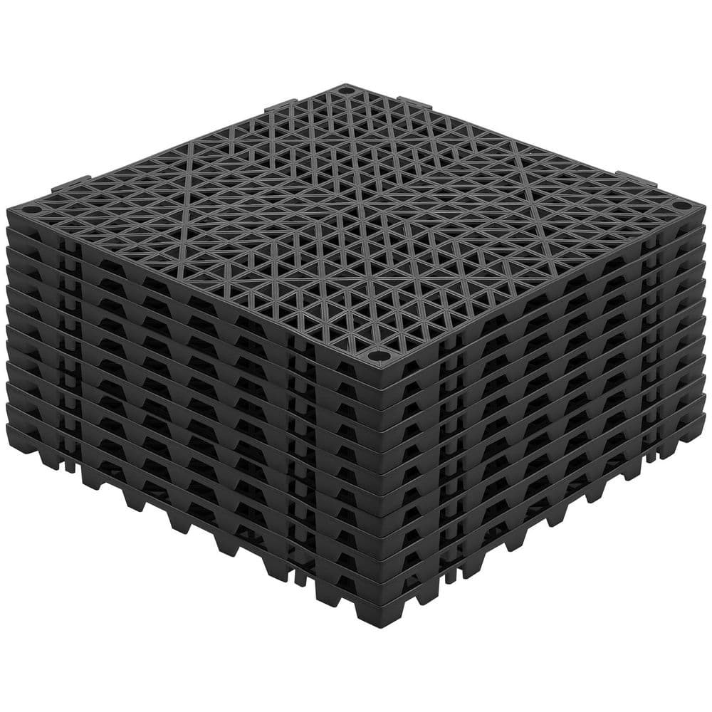 SKYSHALO Interlocking Tile 12 PCS, Drainage Tiles, Black, 12 in. W x 12 ...