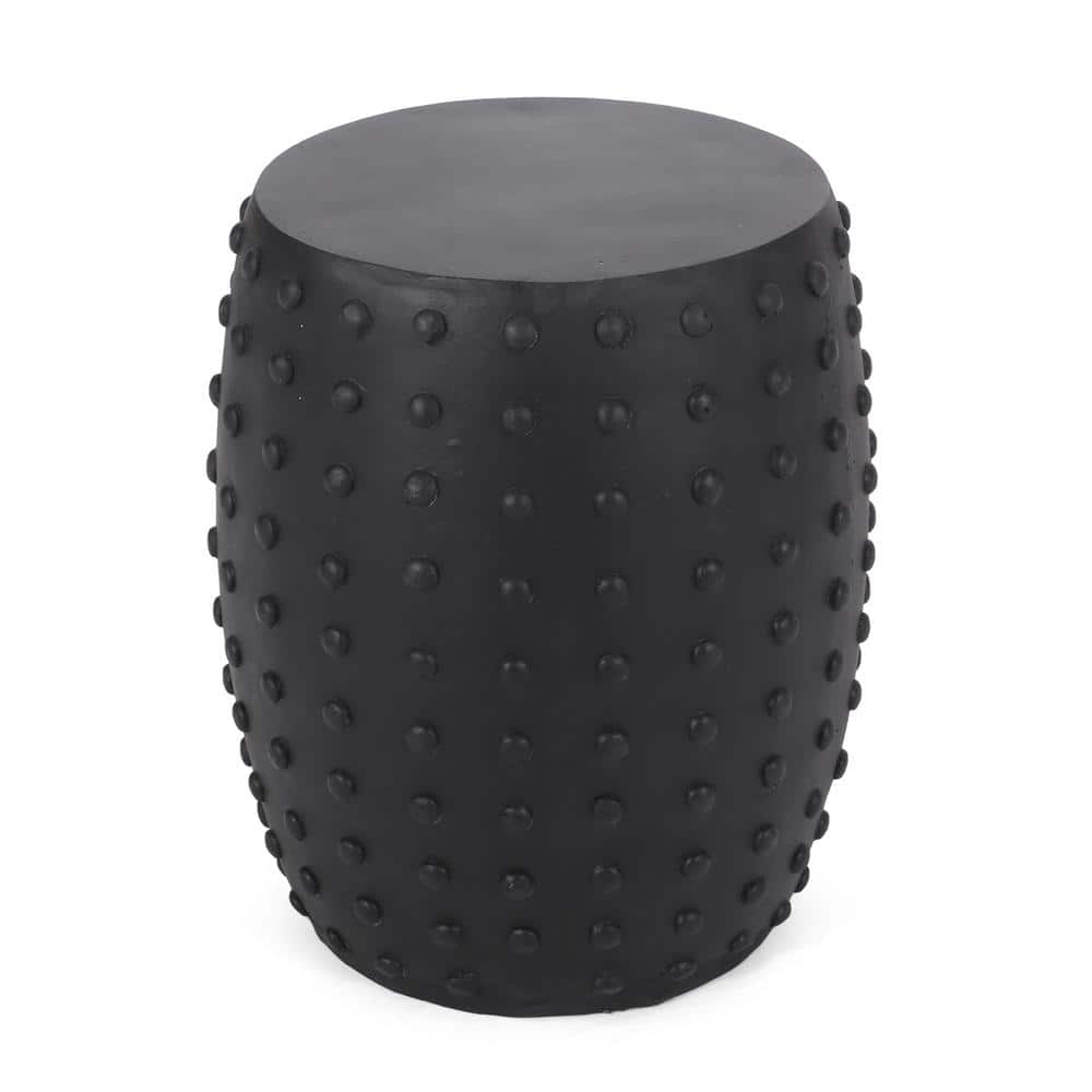 Noble House Lintz Matte Black Stone Outdoor Patio Side Table 107931 ...