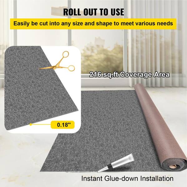 VEVOR Gray Marine Carpet 6 sq. ft. W x 20 oz. Boat Carpet Texture Rugs ...