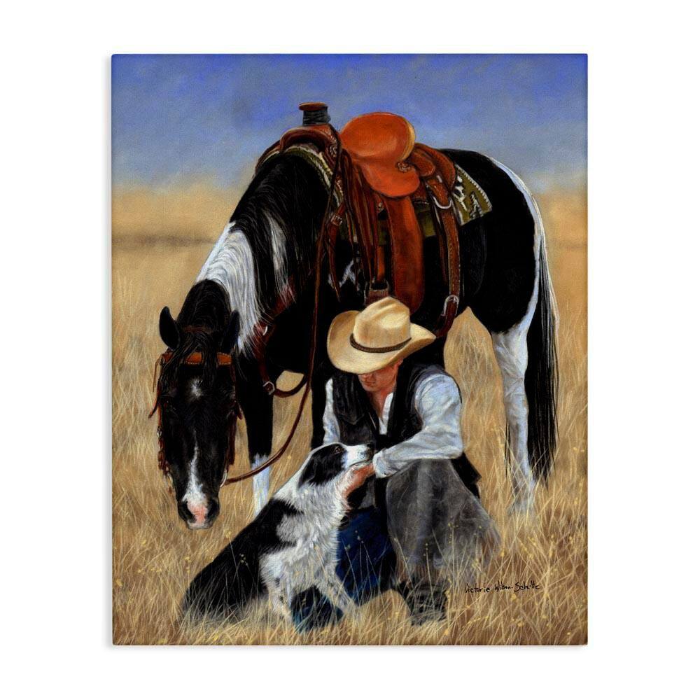 Stupell Industries Cowboy with Dog and Horse by Victoria Schultz ...