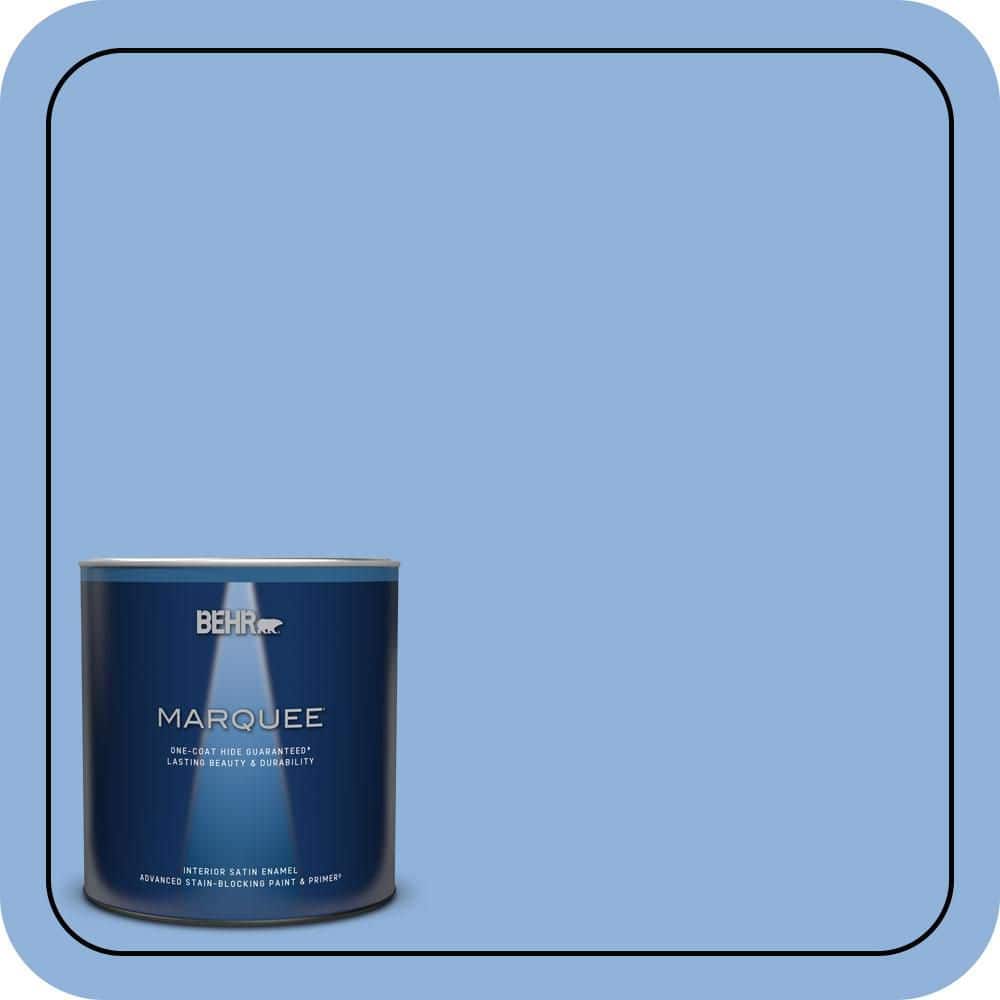 BEHR MARQUEE 1 qt. #580B-5 Cornflower Blue Satin Enamel Interior Paint ...