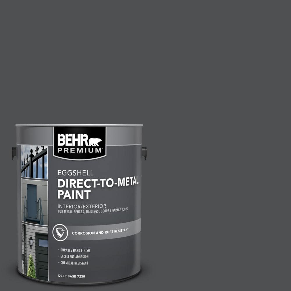 BEHR PREMIUM 1 gal. #PPU26-01 Satin Black Eggshell Direct to Metal ...