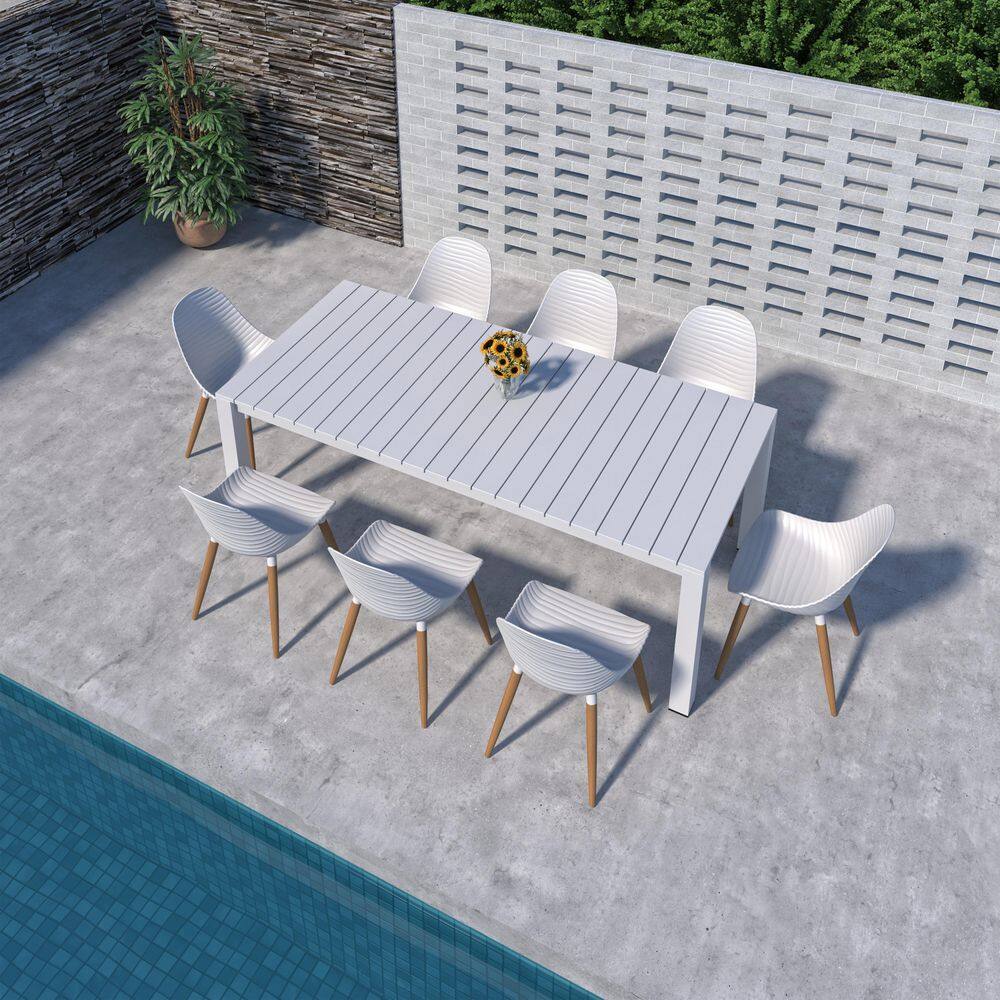 Amazonia Mahina 9-Piece Rust Free Aluminum Rectangular Patio Dining Set ...
