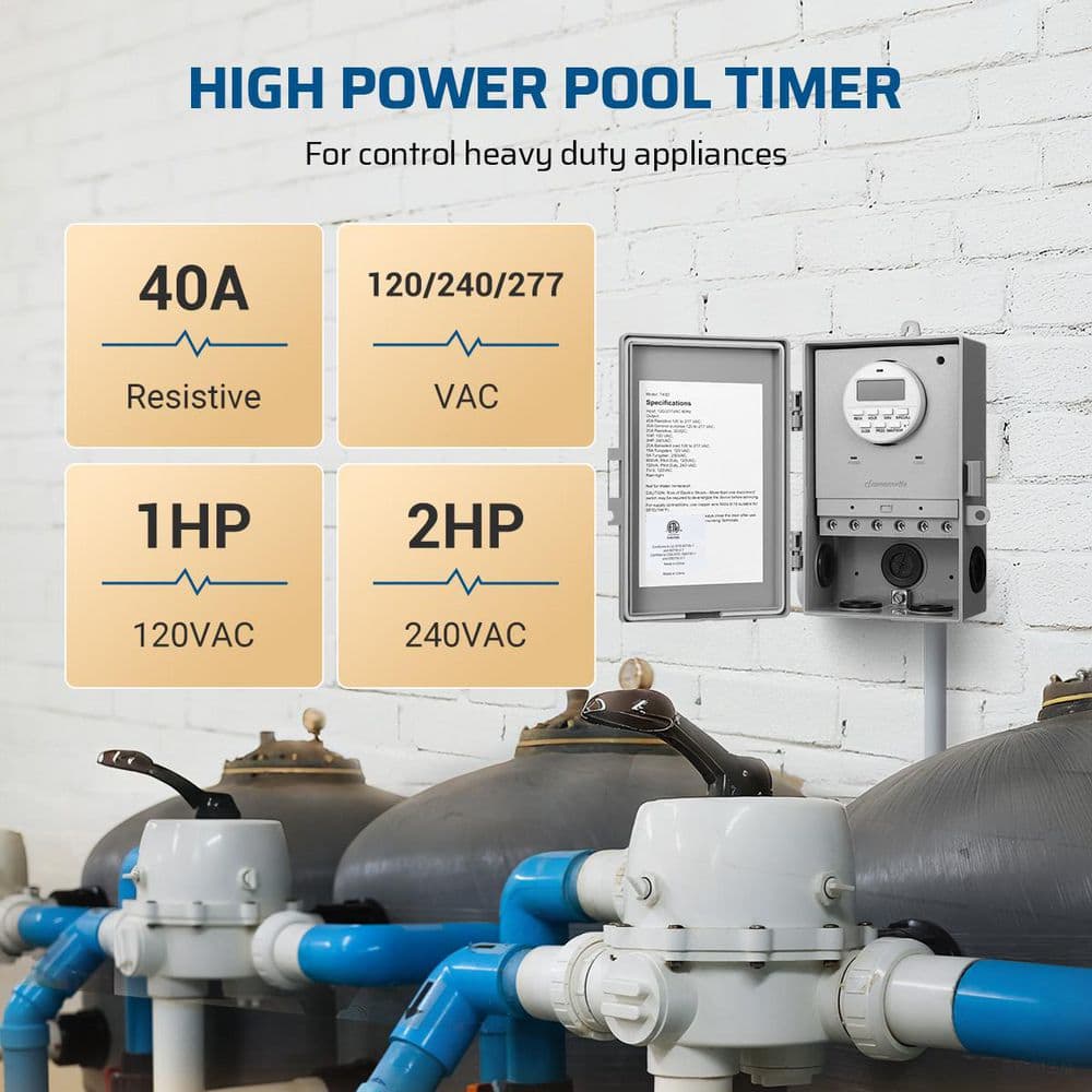 DEWENWILS 40-Amp 7-Day Outdoor Digital Channel Timer Switch, 120-Volt ...