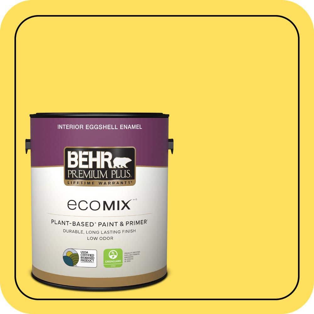 BEHR PREMIUM PLUS 1 gal. #380B-5 Neon Light Eggshell Enamel EcoMix ...