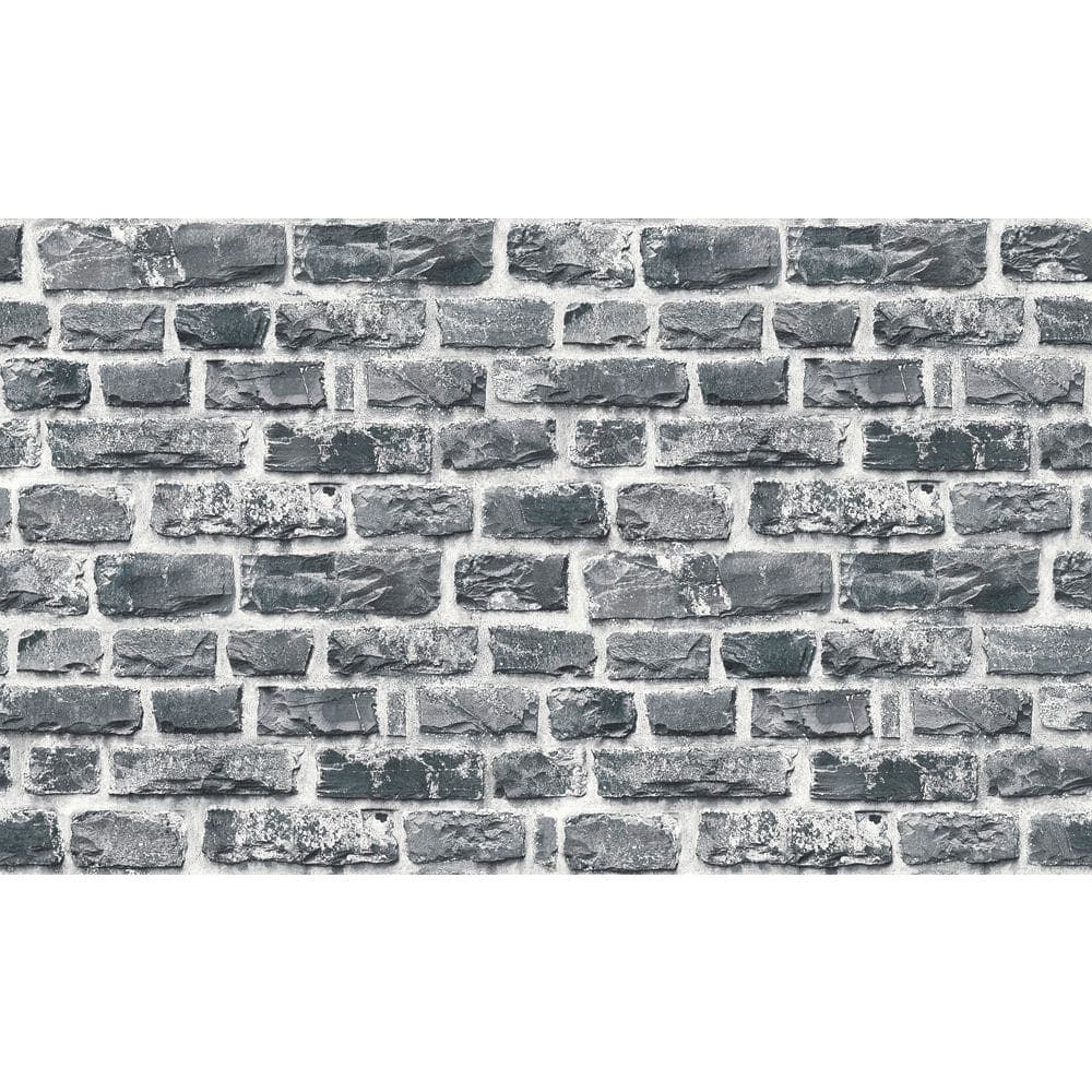 Bricks and More Collection Dark Grey Stone Brick Matte Finish Vinyl on ...