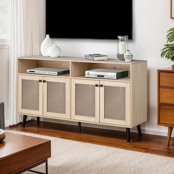 Furniture of America Cullen Natural TV Stand Fits TV's Up to 60 in ...
