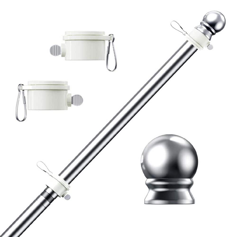 SenQWFa 5 ft. Stainless Steel Telescoping Flagpole with Tangle-Free ...
