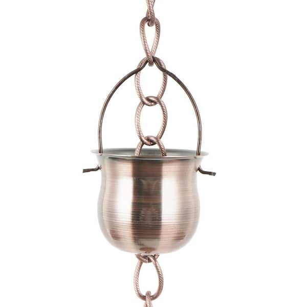 Phewnyzo Decorative Rain Chain Bell 8.5 ft. Copper Lily Design Durable ...