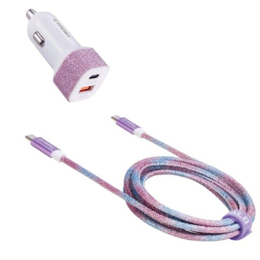 Emerald 2 Port Car Adapter + 6FT Type C Cable 20W Fast Charging CAR-AC6 ...