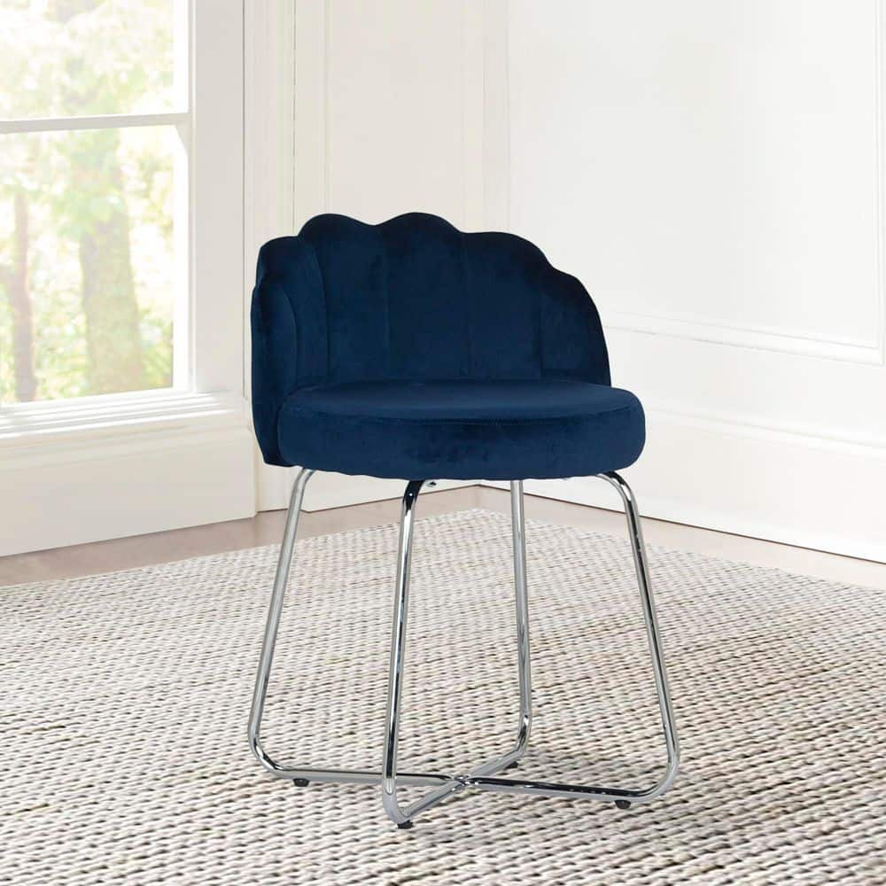 Hillsdale Furniture Catalina Metal Vanity Stool, Dark Blue Fabric 51107 ...