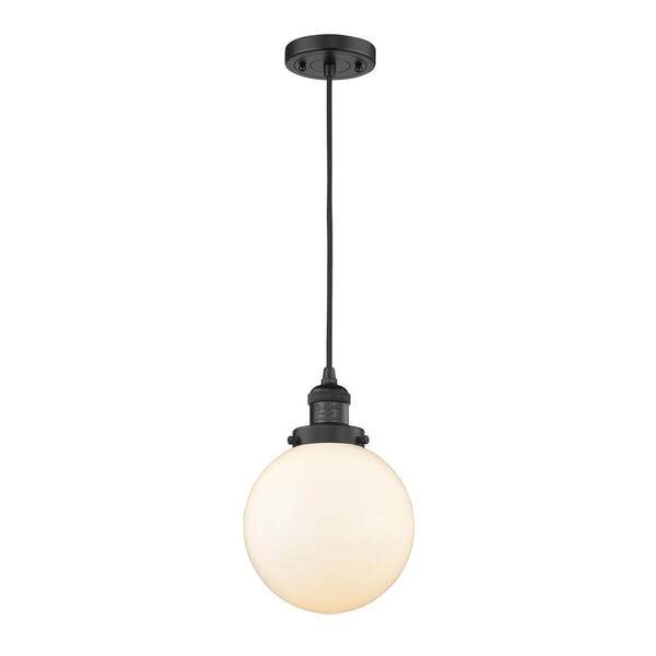 Innovations Beacon 100-Watt 1 Light Matte Black Shaded Mini Pendant ...