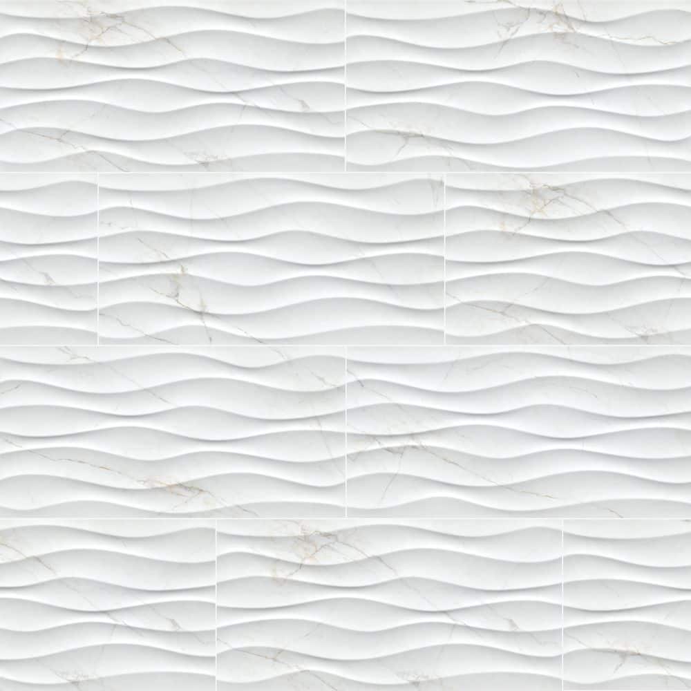 MSI Take Home Tile Sample-Dymo Wavy White 4 in. x 4 in. Glossy Ceramic ...