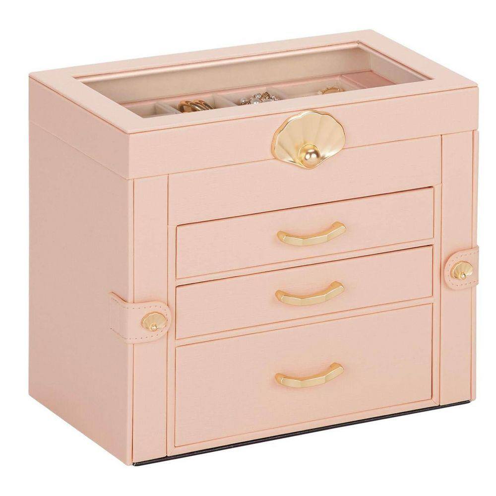 Jewelry Box with 3 Drawers, Peach Pink YA092 - The Home Depot