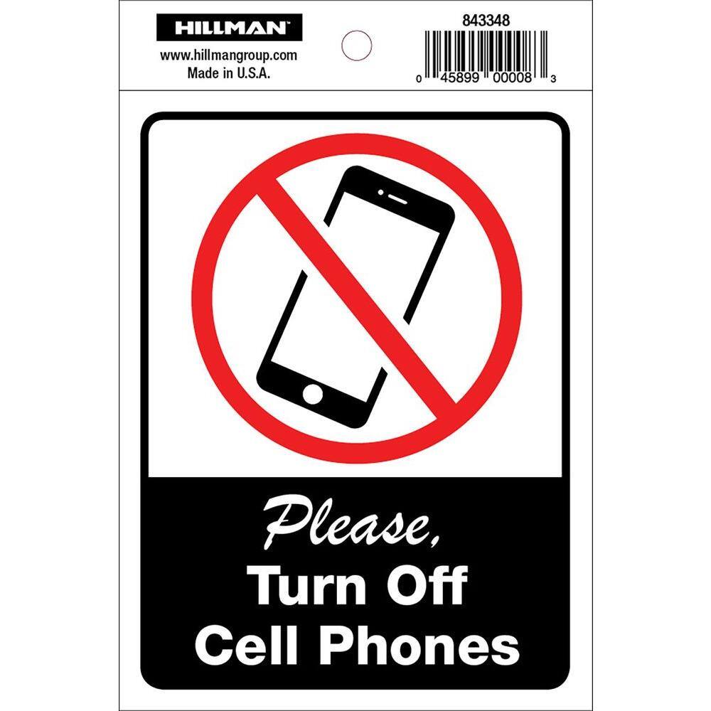 Hillman 4 in. x 5 in. Please Turn Cell Off 843348 - The Home Depot