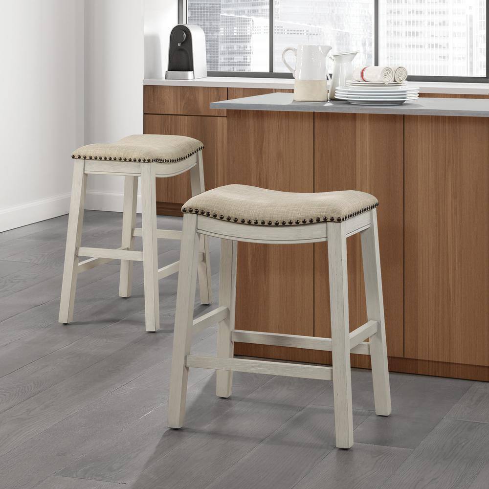 OSP Home Furnishings Farmhouse 24 in. Counter Height Saddle Stool in ...
