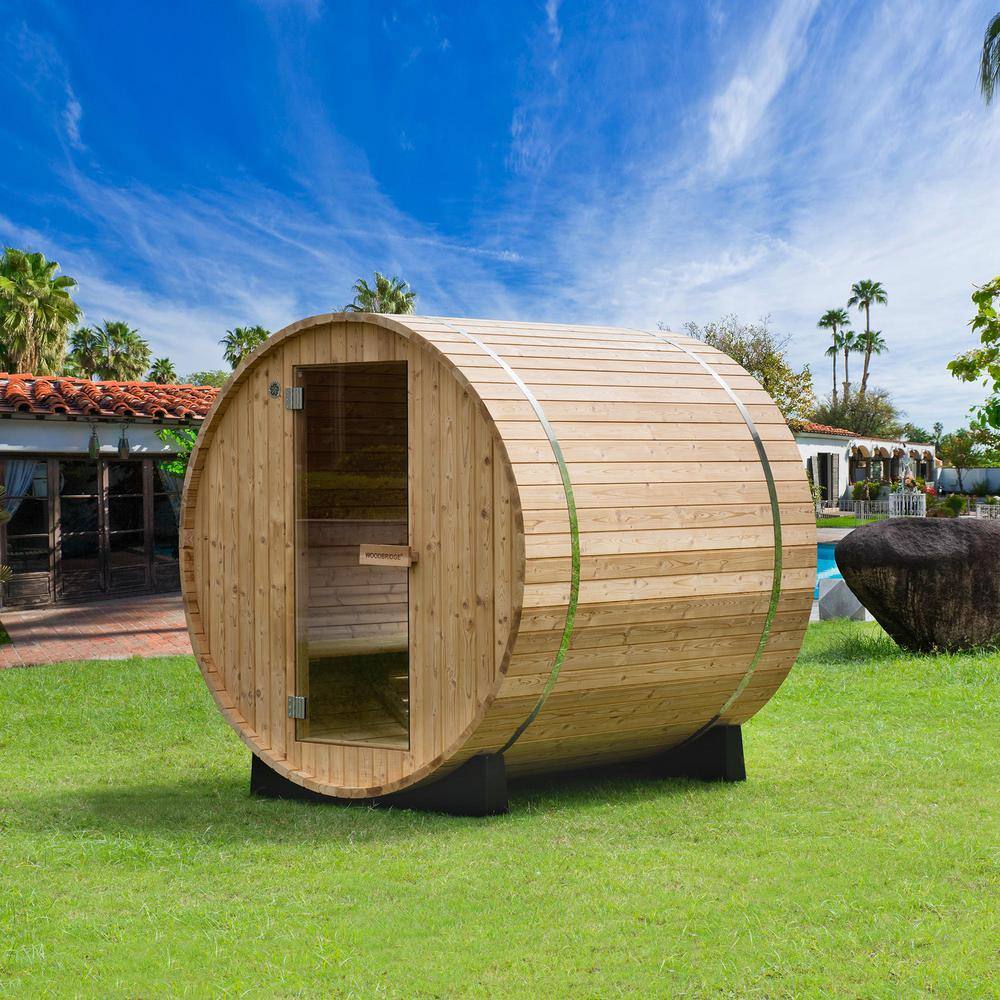 WOODBRIDGE 4-Person Outdoor Finland thermo Pine Wet/Dry Sauna with ...