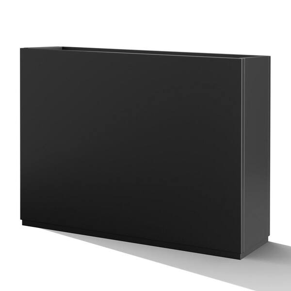 TUYOHW Modern 26 Inch Rectangular Metal Planter-Black Outdoor Indoor ...