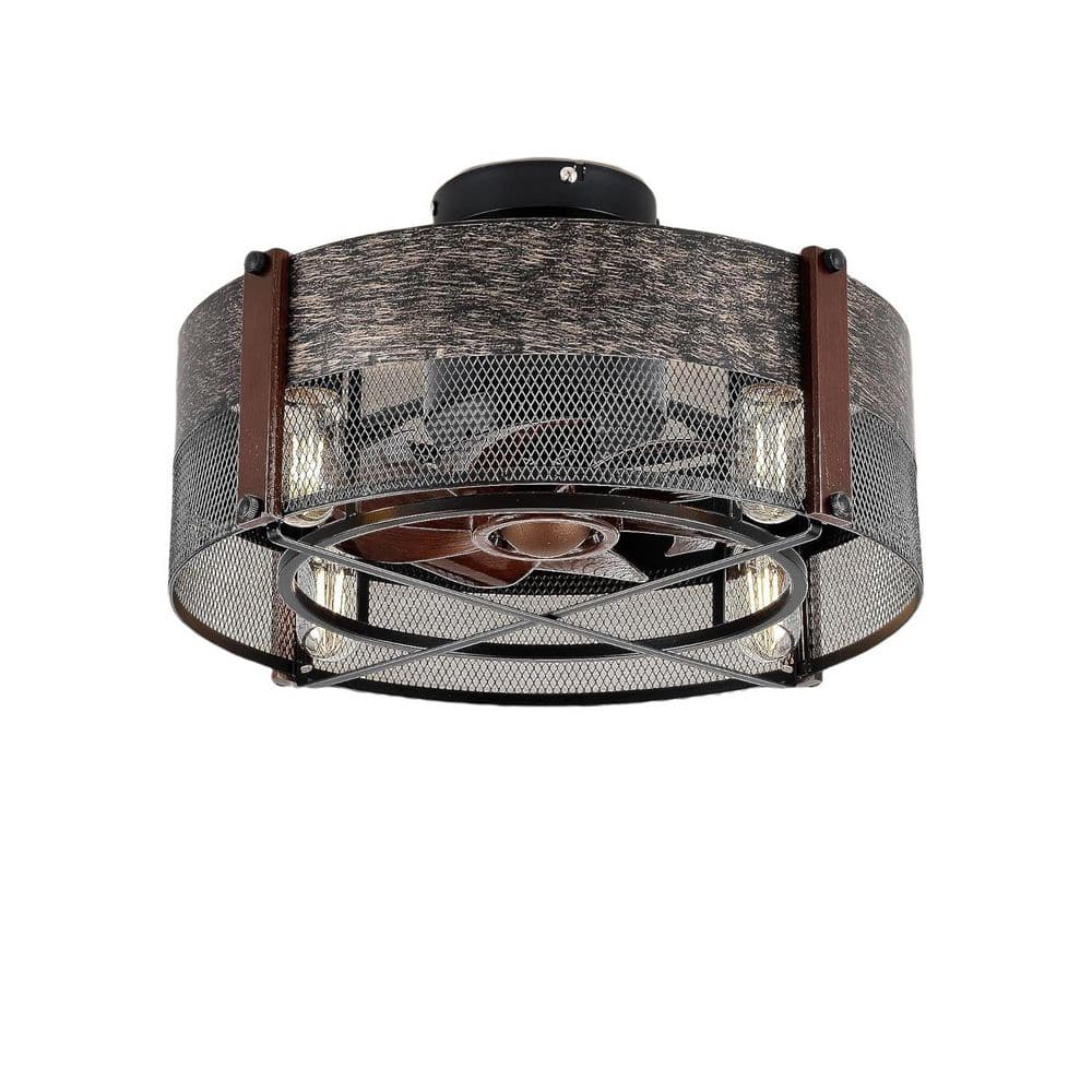 Kviflon 19 in. Indoor Caged Small Black Ceiling Fans with Lights and ...