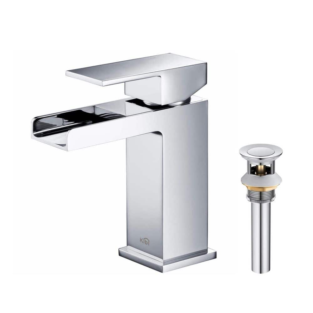 KIBI Single Handle Waterfall Lever Handle Single Hole Bathroom Sink ...