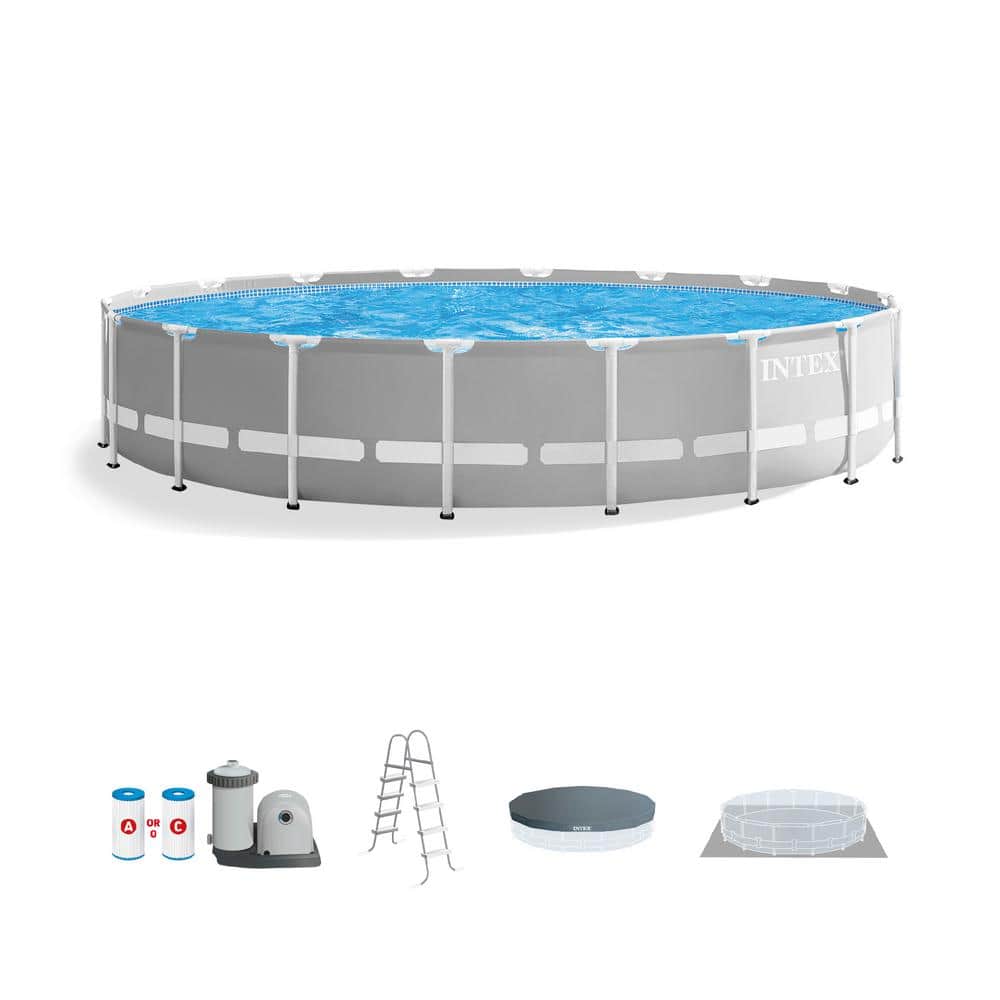 Intex Prism 20 ft. Round 52 in. Deep Above Ground Pool Set 26755EHD ...