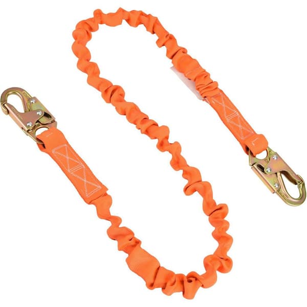KIWDZFU 6 ft. Internal Shock Absorbing Safety Lanyard with Double Snap ...