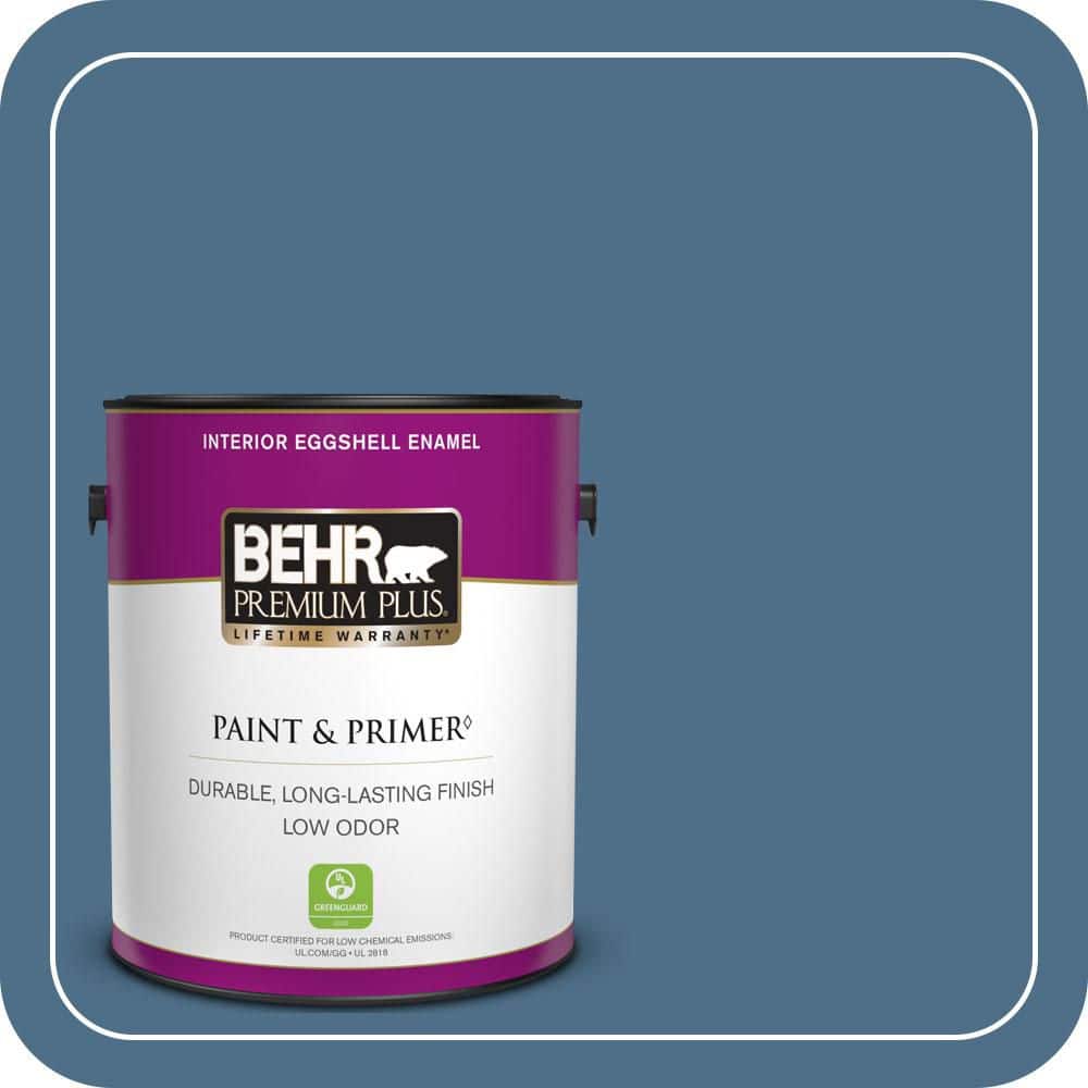 BEHR PREMIUM PLUS 1 gal. #570D-6 Neptune Blue Eggshell Enamel Low Odor ...