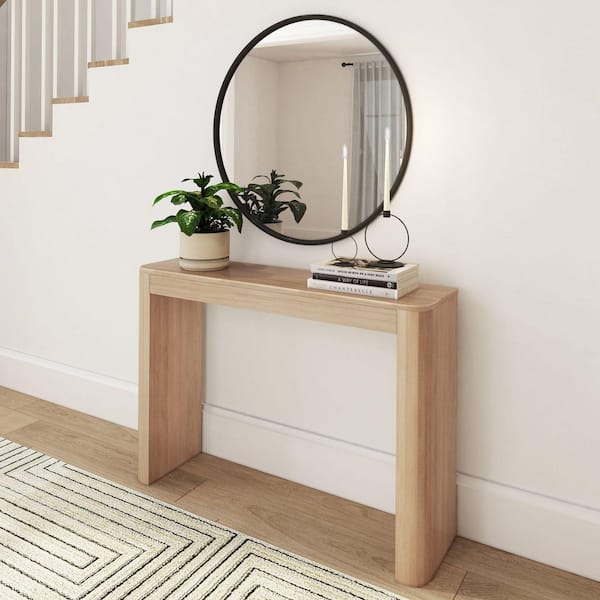 PLANK+BEAM Contour 46 in. Blonde Rectangle Wood Console Table ...