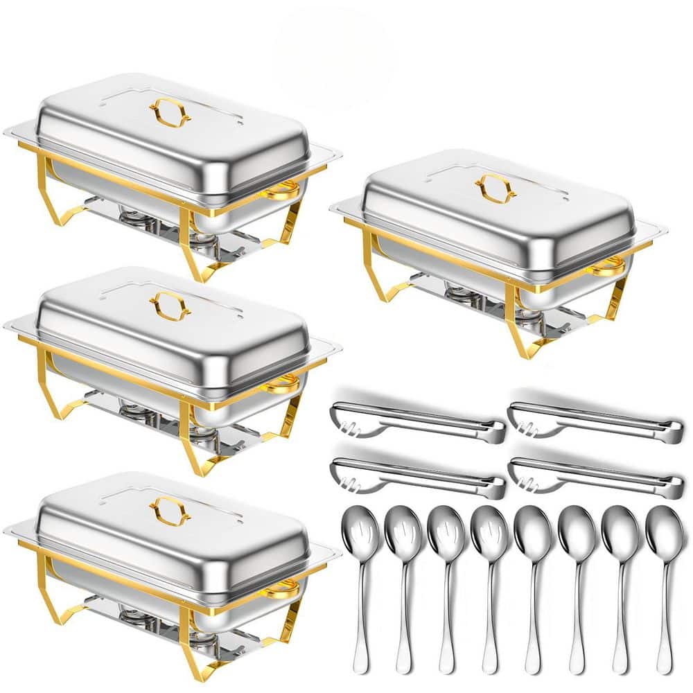 Anqtovp High Grade Series 8 qt. Half Gold Stainless Steel Chafing ...