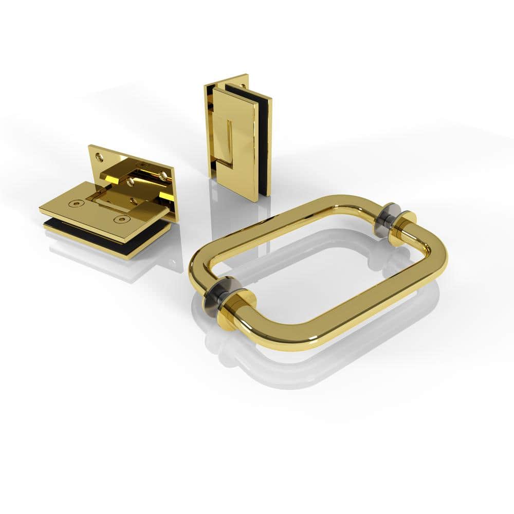 Glass Warehouse 78 in. Door Only Hardware Pack in Polished Brass Bronze ...