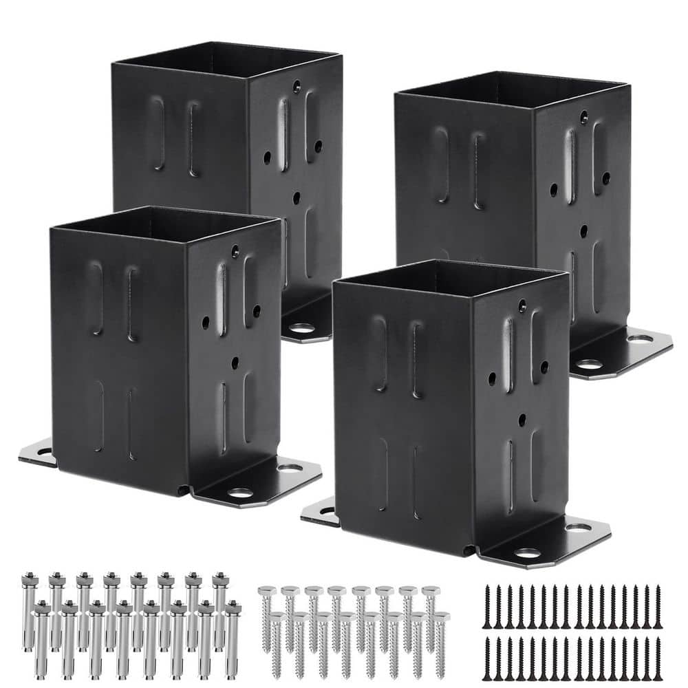 NVNOO 4 in. x 4 in. Steel Fence Post Anchor Base with Screws and ...