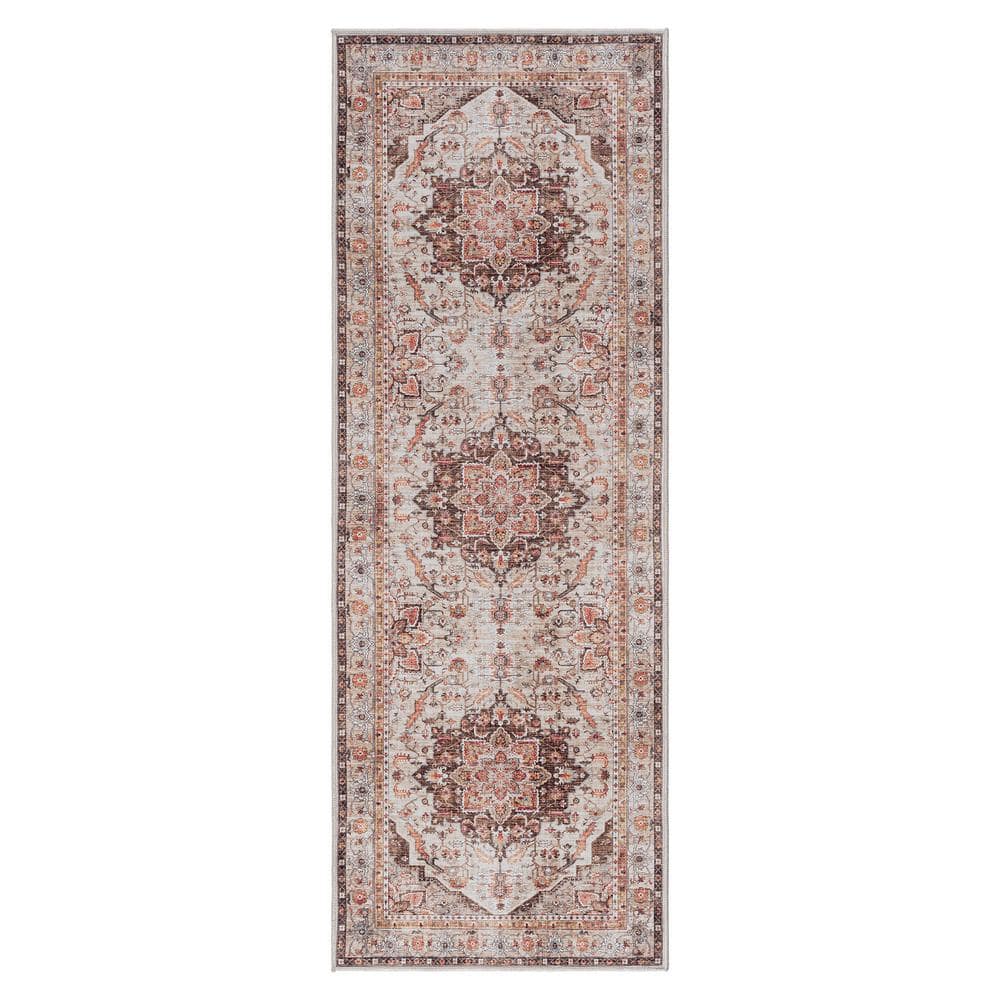 Gertmenian Soha Brown 2 ft. x 6 ft. Crystal Print Polyester Digitally ...