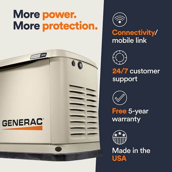 Generac 18 000 Watt Dual Fuel Air Cooled Whole House Home Standby Generator Smart Home Monitoring 7226 The Home Depot