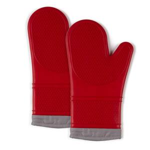 Lavish Home Silicone Red Oven Mitts with Quilted Lining (2-Pack) HW6900001