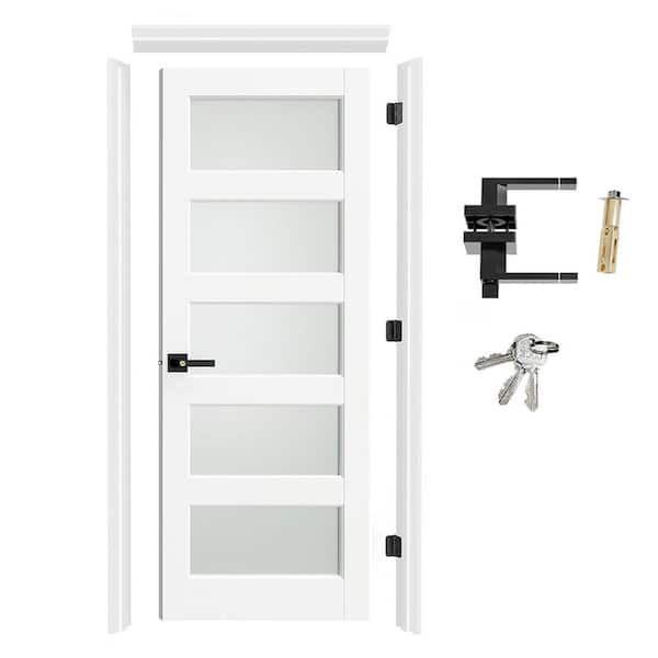 Reviews for TENONER 28 in. x 80 in. Right-Handed 5 Lite Frosted Glass ...