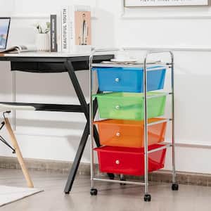 Bunpeony 4-Tier Multi-Color Rolling Steel Storage Cart with Plastic ...