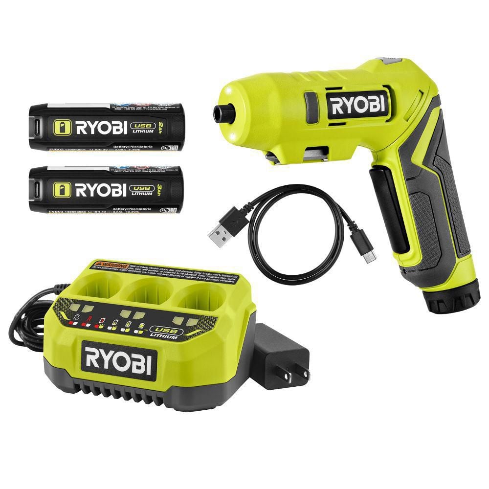 RYOBI USB Lithium Screwdriver Kit with 2.0 Ah USB Lithium Battery ...