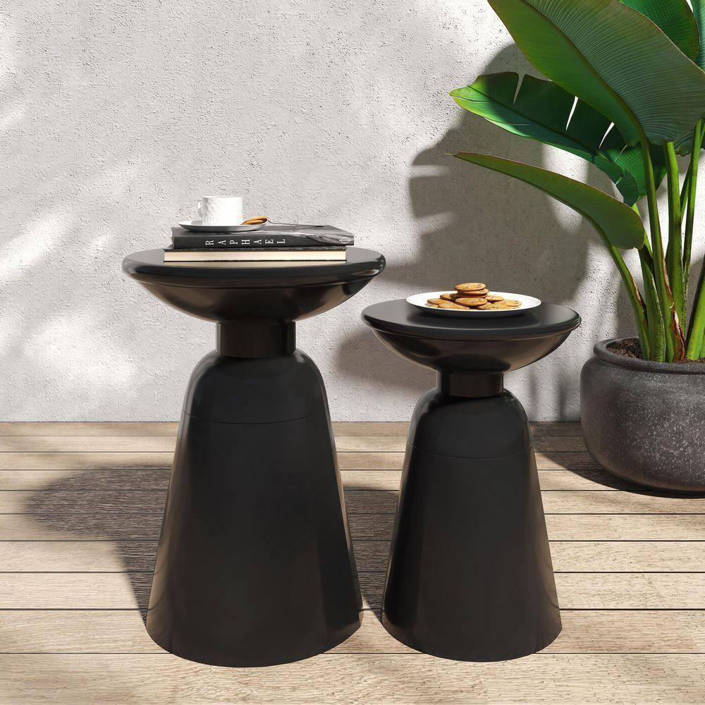 ECOCHIC SPACES INC Black Outdoor Rust-Resistant 12 in. & 15 in. Side ...