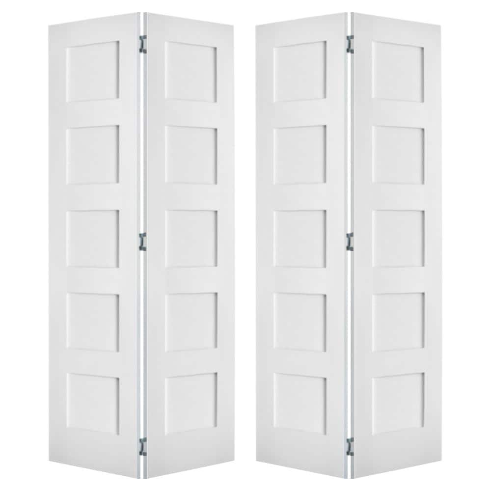 Krosswood Doors 60 in. x 80 in. Shaker 5-Panel Solid Core Primed MDF ...