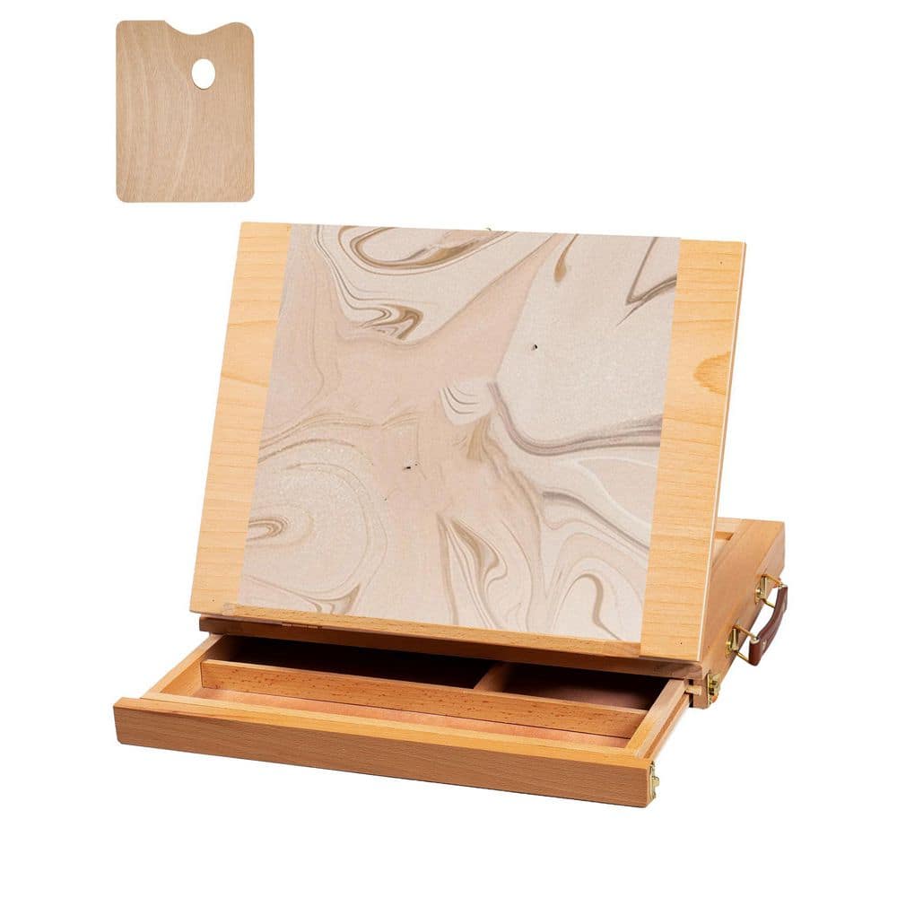 Adjustable Beechwood Tabletop Art Easel Desktop Sketchbox with Storage ...