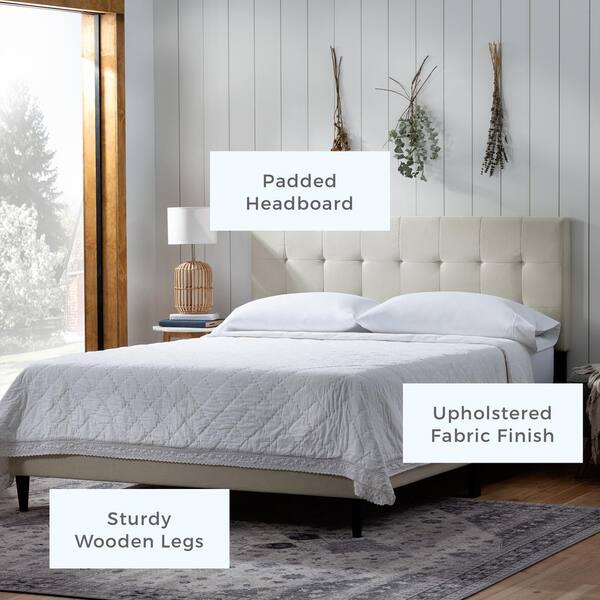 Brookside Tara Cream King Square Tufted Upholstered Platform Bed BS0005UBDKKPE