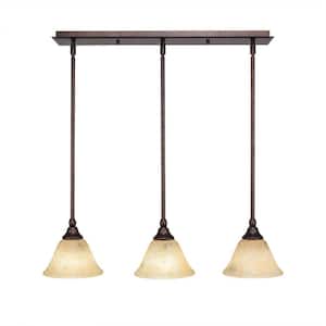 Livingston 100-Watt 3 Light Bronze Linear Pendant Light with 7 in ...