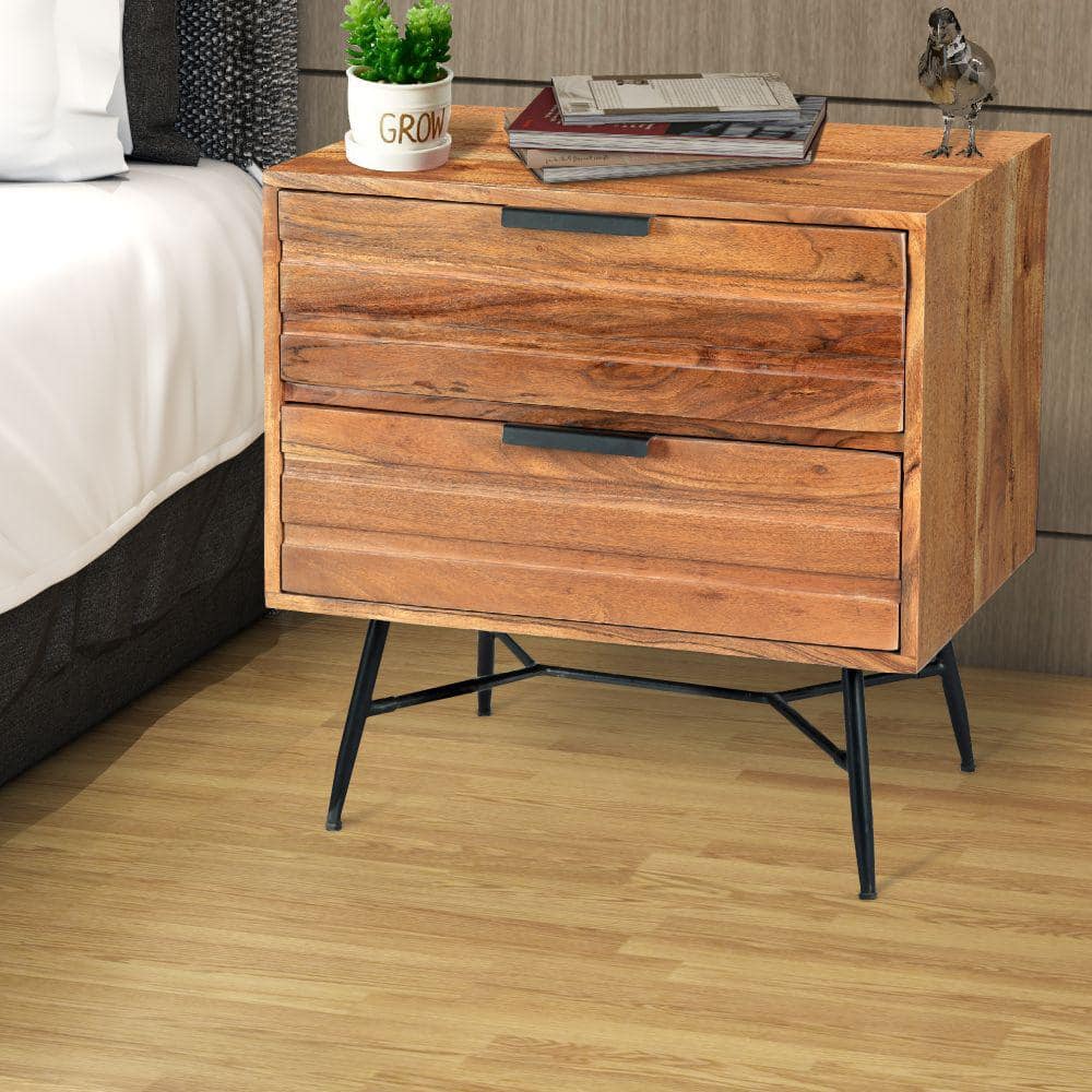 Black metal and wood nightstand store